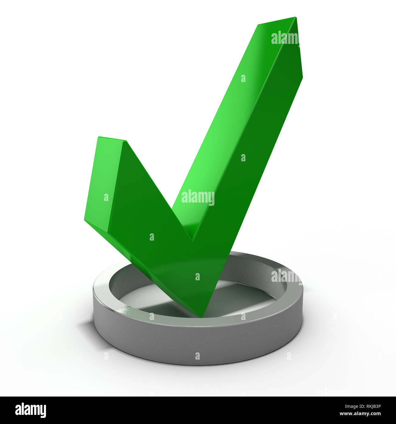 Green check mark icon. Point. 3D rendering Stock Photo - Alamy