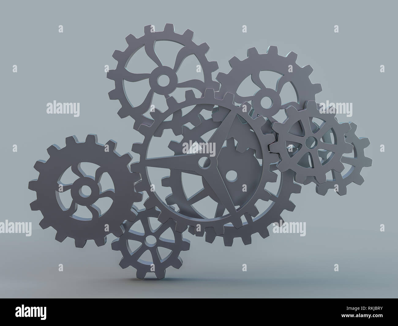 A cluster of interlocking metal gears. 3D rendering Stock Photo - Alamy