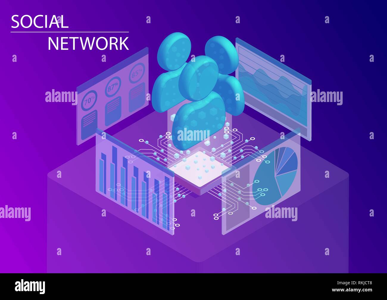 Social network and analysis of user profiles concept. 3d isometric ... Social network and analysis of user profiles concept. 3d isometric ...