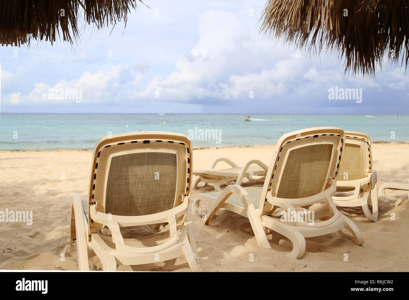 Summer. Beach chairs, chairs on the beach Stock Photo - Alamy