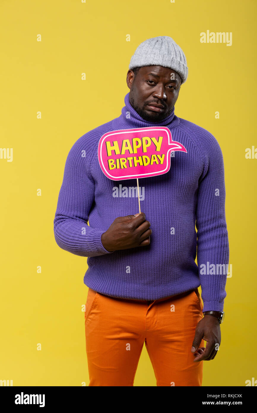 Handsome international young model having birthday celebration Stock ...