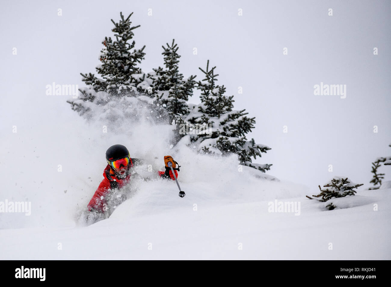 Man deep powder skiing hi-res stock photography and images - Alamy