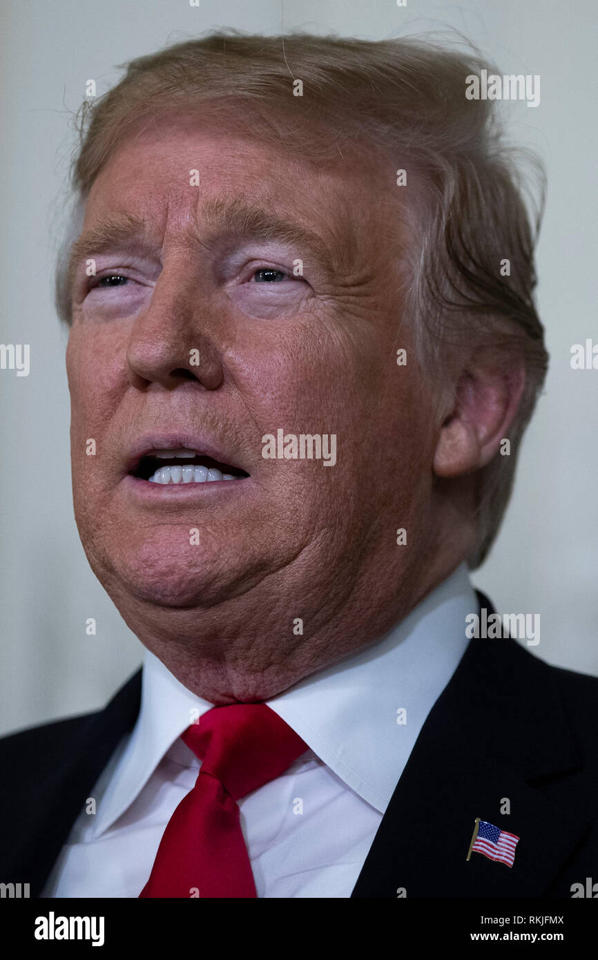 US President Donald Trump delivers remarks in the Diplomatic Reception ...