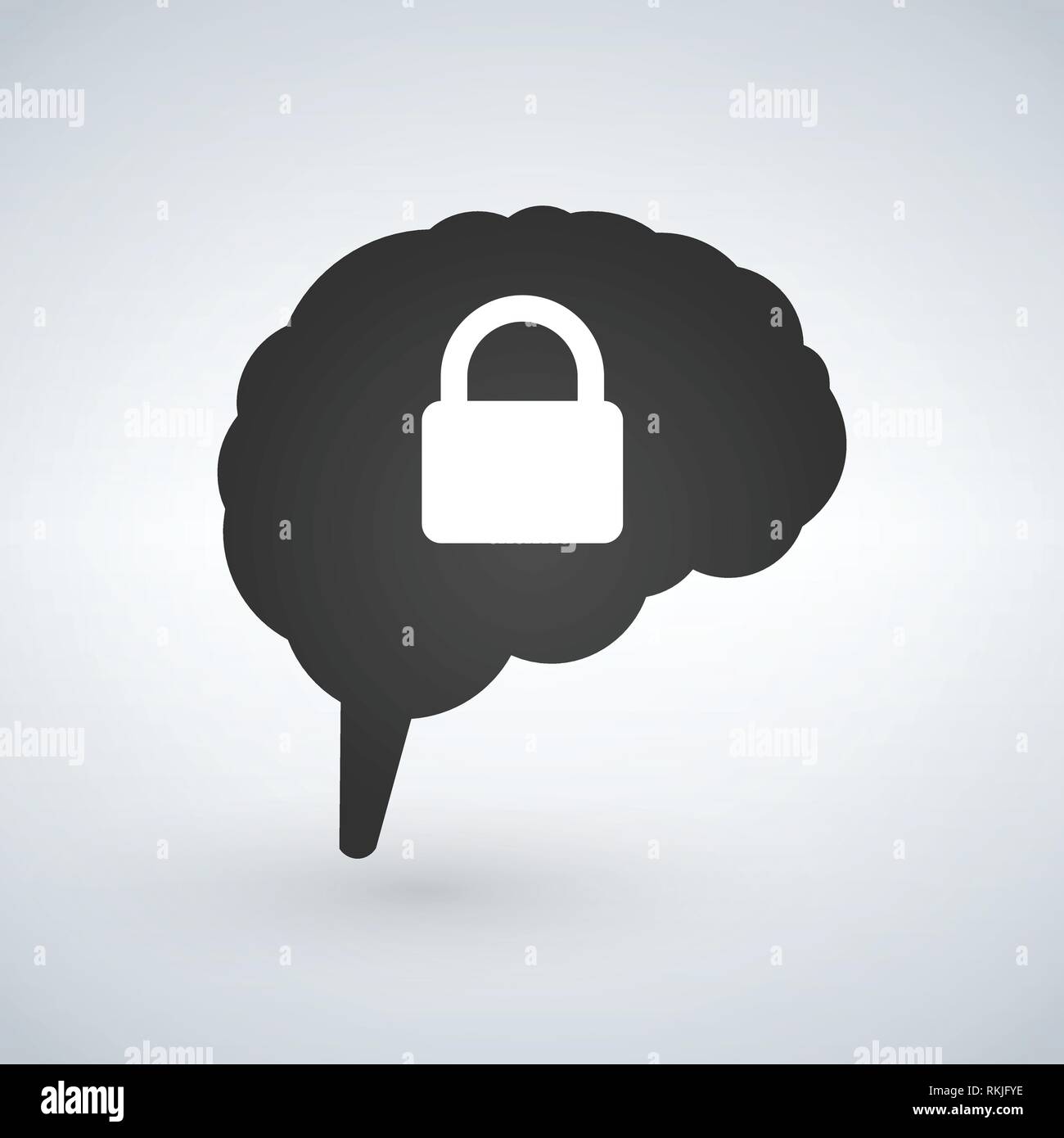 Brain Lock Brain Security Logo Design. Vector illustration isolated on ...