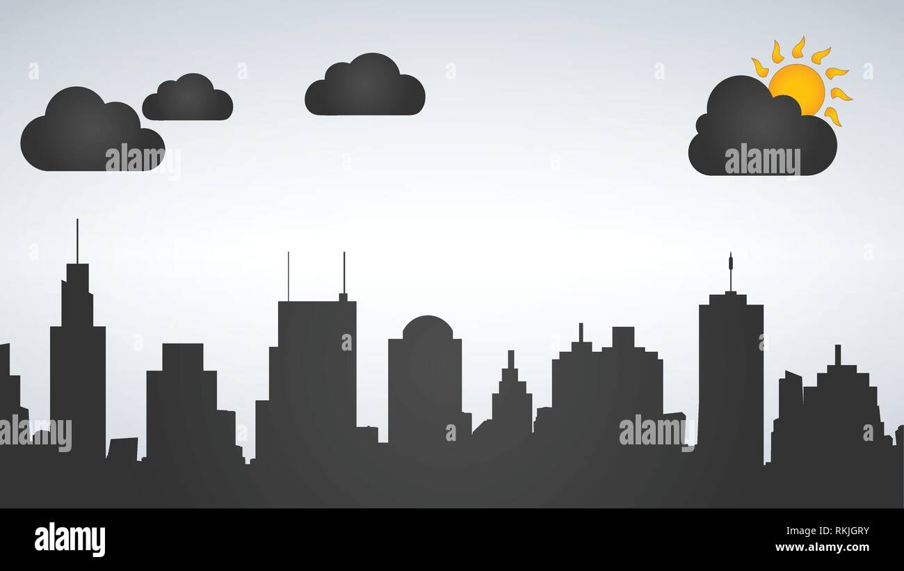 Silhouette of the city day time. Vector illustration isolated on white ...