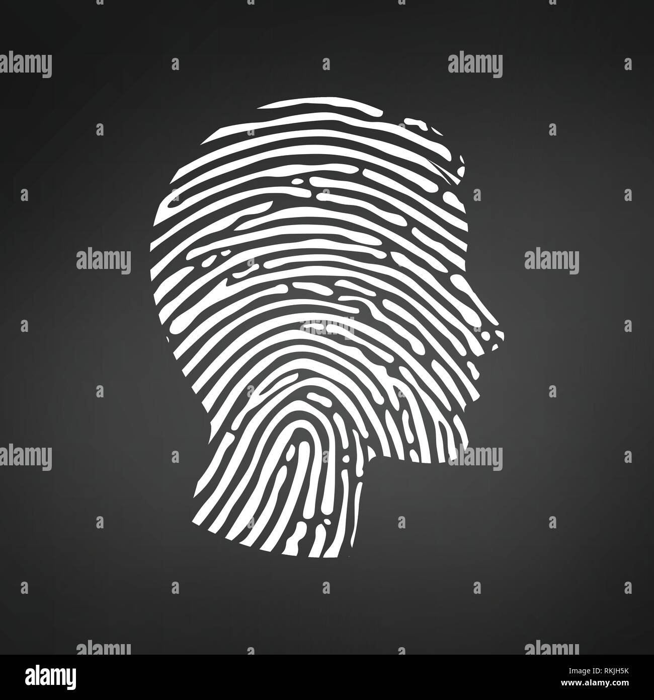 Symbol fingerprint head, White fingerprint sign line , Vector ...