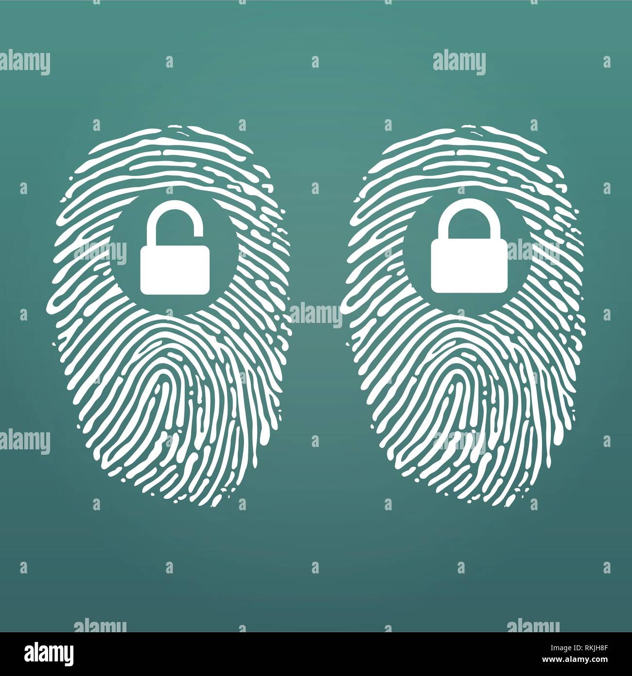 Fingerprint with lock unlock. Cyber security and Hacking Concept ...