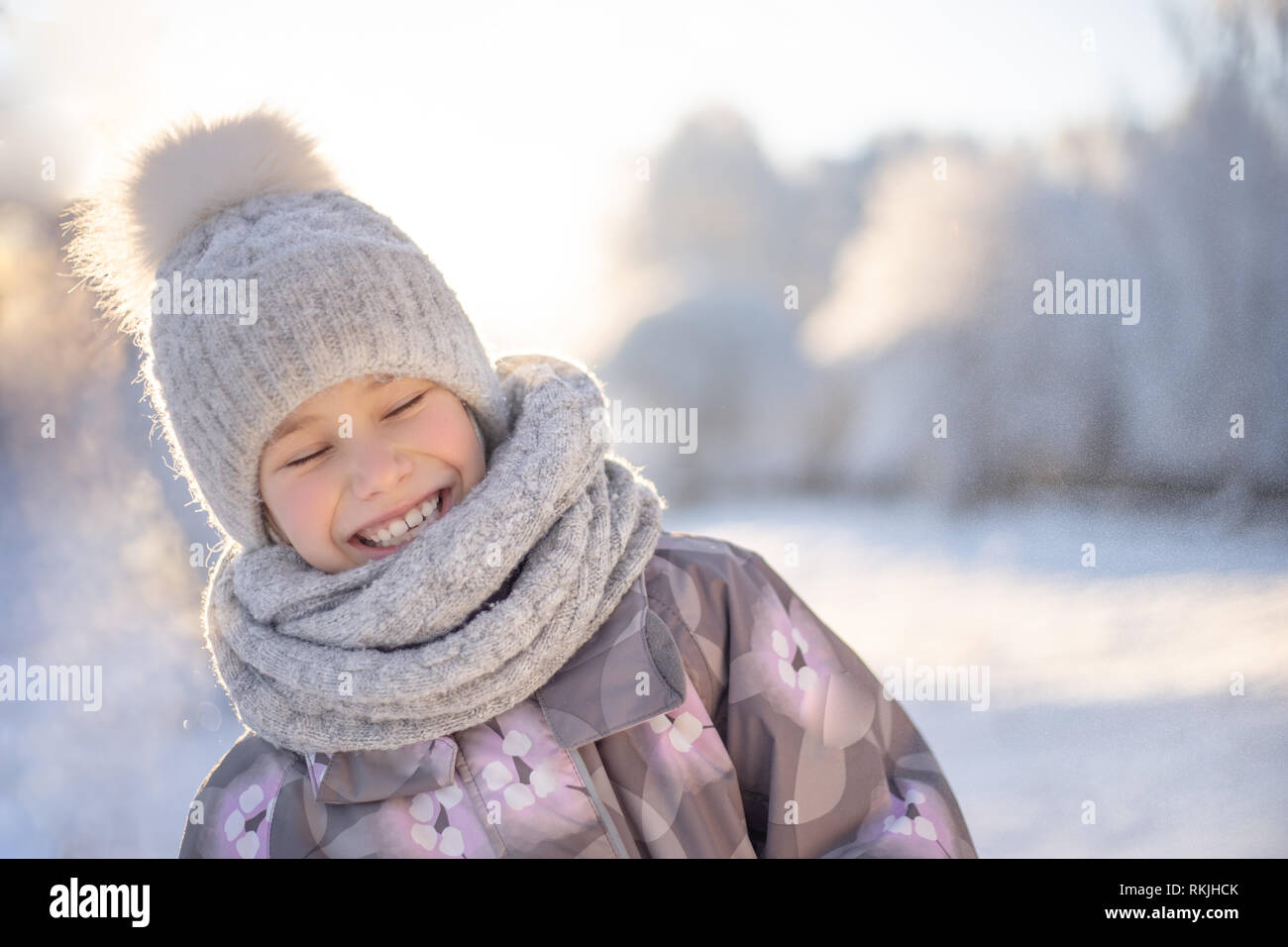 Healthy breath. Cold weather portrait. Winter concept Stock Photo - Alamy
