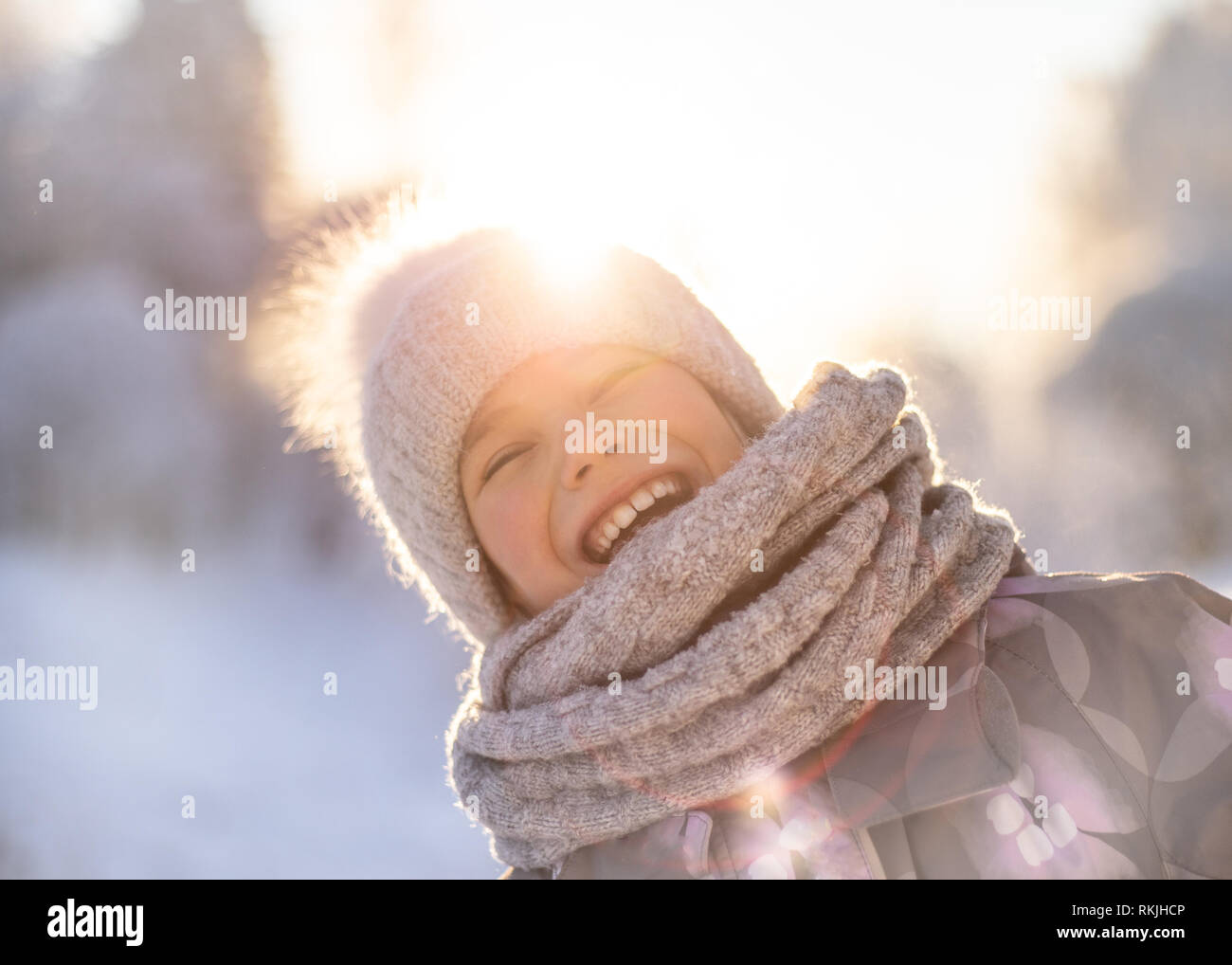 Healthy breath. Cold weather portrait. Winter concept Stock Photo - Alamy
