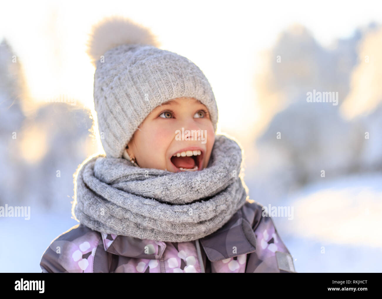 Healthy breath. Cold weather portrait. Winter concept Stock Photo - Alamy