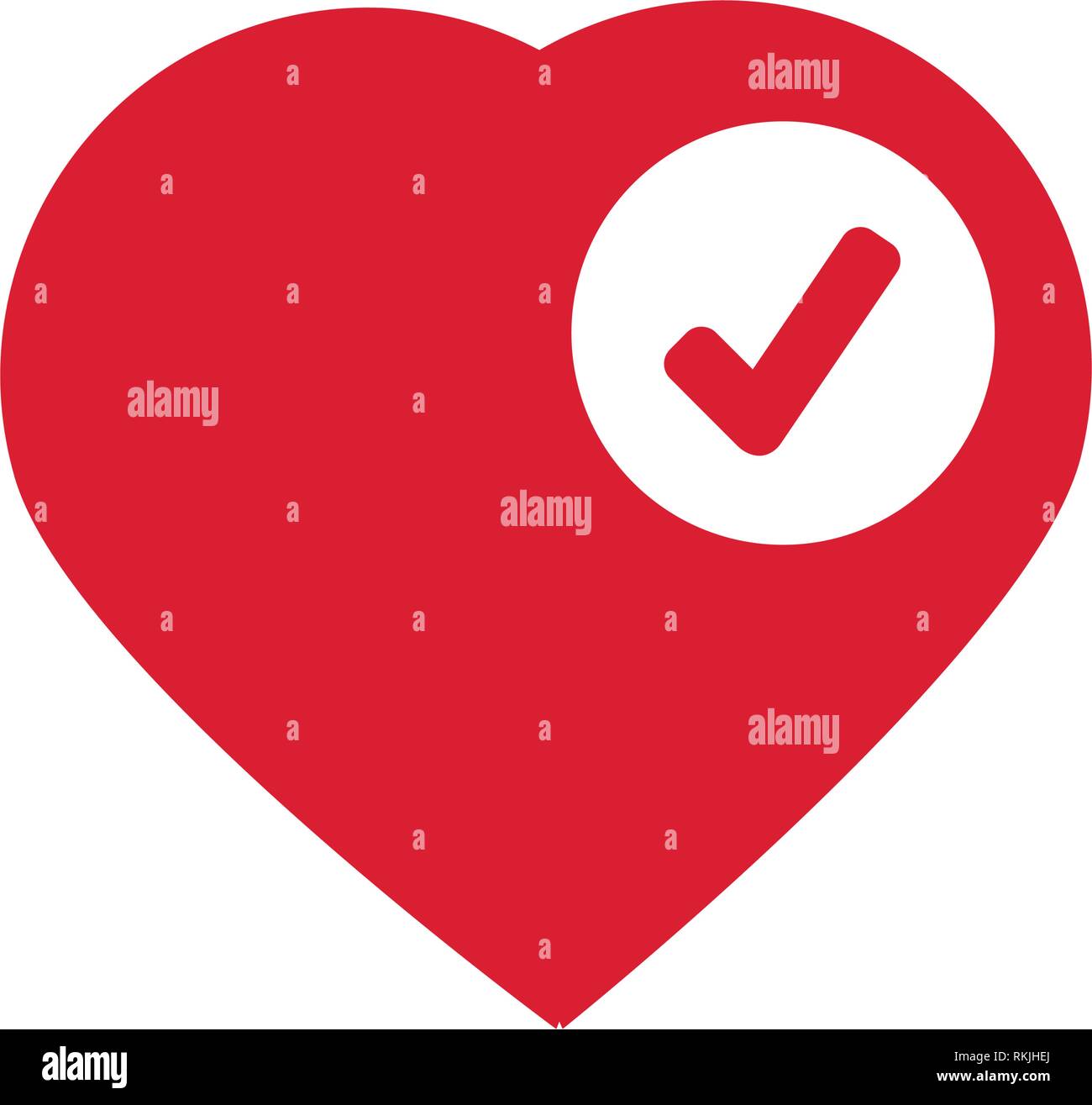 Heart Sign Web Icon With Check Mark Glyph Vector Illustration Isolated