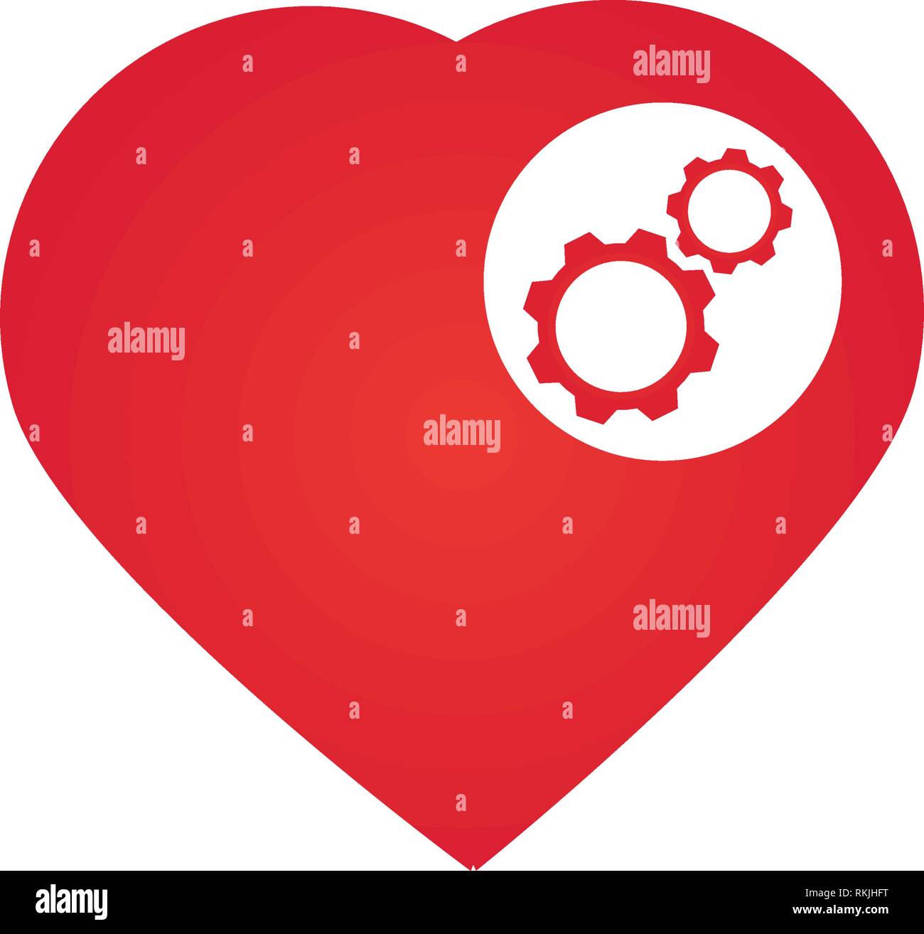 heart with gears, vector illustration isolated on white background ...