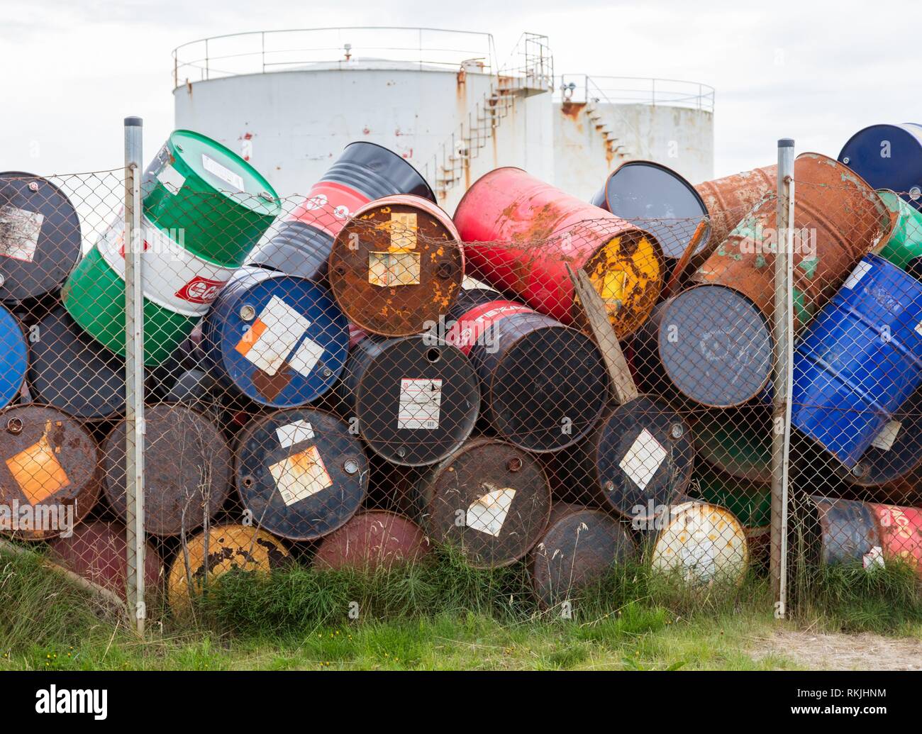 Oil drums stacked hi-res stock photography and images - Alamy