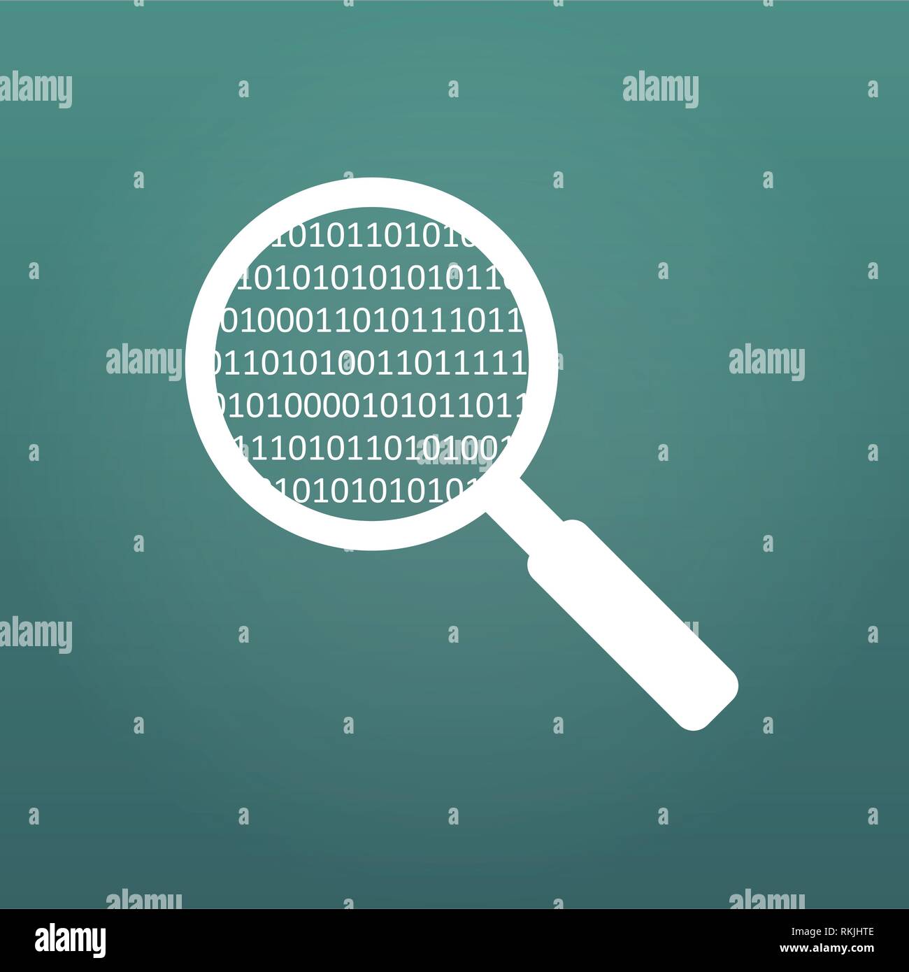 Magnifying Glass scanning and identifying a computer code. Anti virus ...