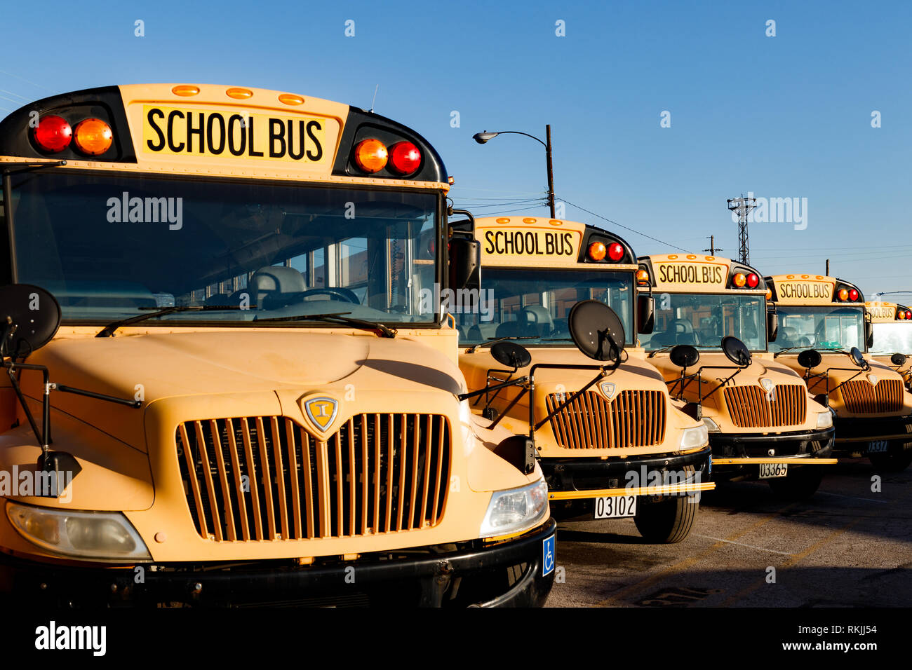 Cincinnati - Circa February 2019: Yellow School Buses in a District Lot ...