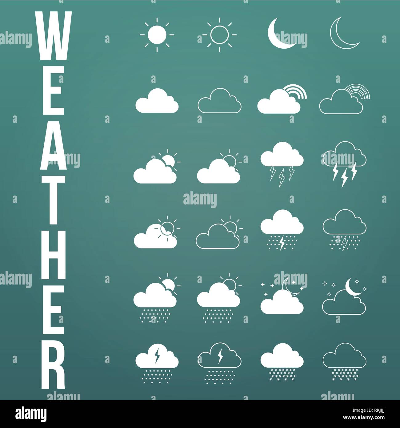 Modern weather icons set. Flat vector symbols on modern background ...