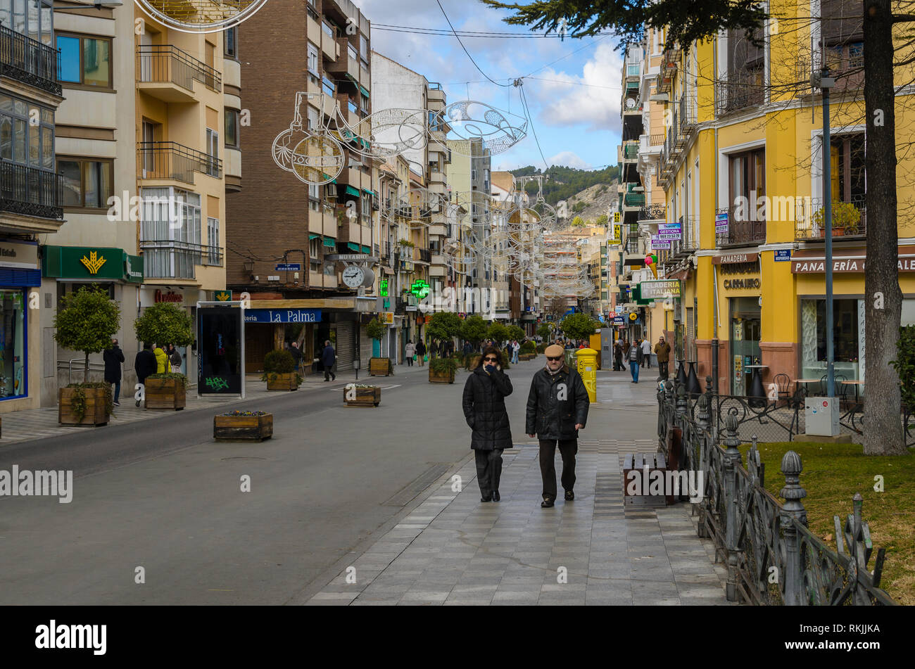 View of a central street in Cuenca city Stock Photo - Alamy