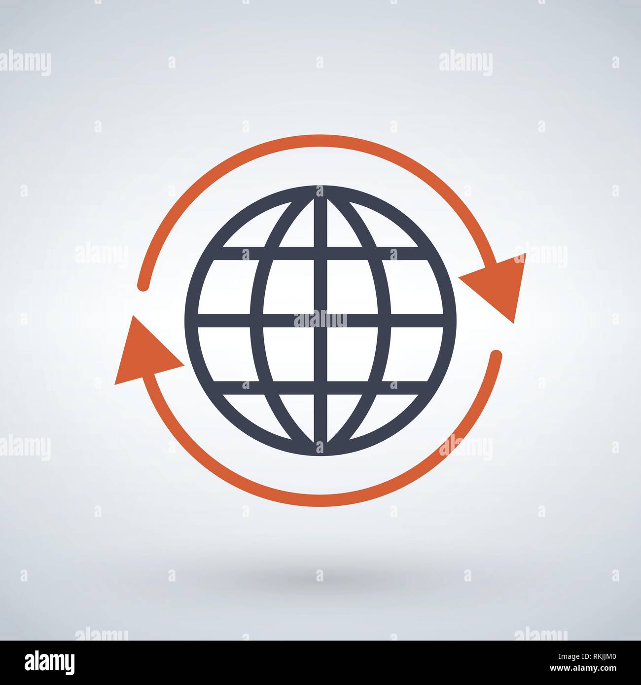 orange arrows around planet earth globe, vector illustration isolated ...
