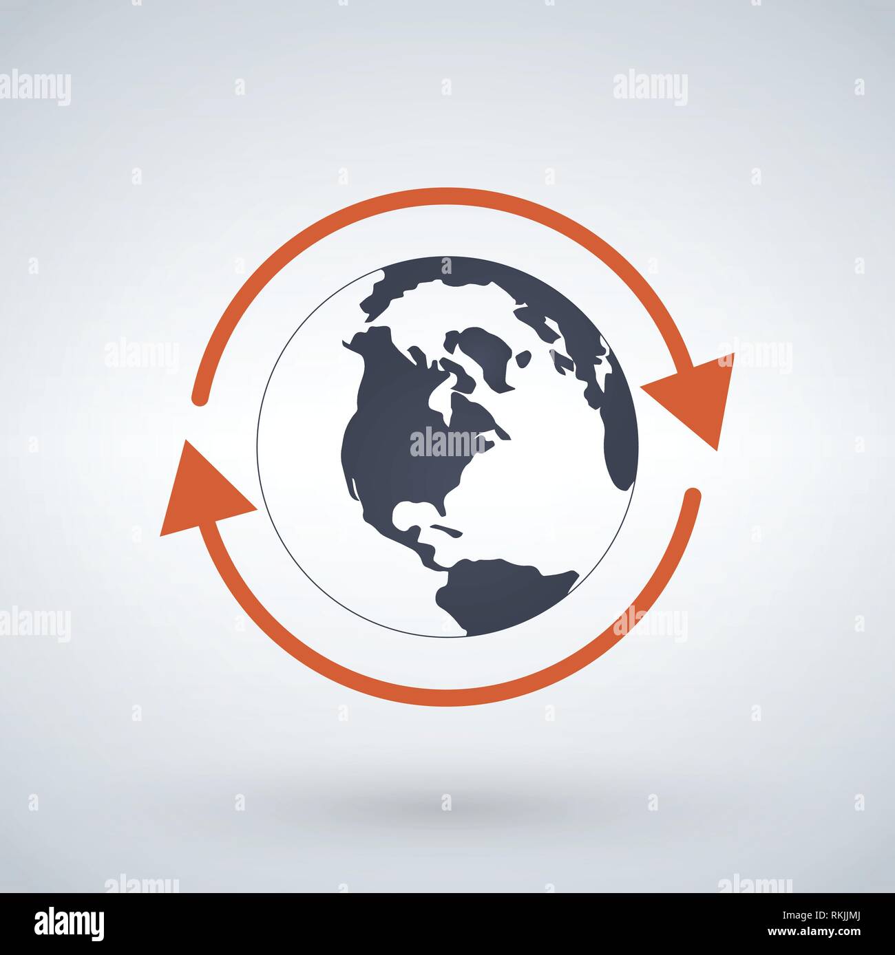 orange arrows around planet earth globe, vector illustration isolated ...