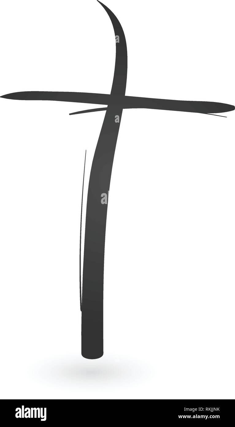 Hand drawn christian cross signs. Brush painted black icon. Vector ...