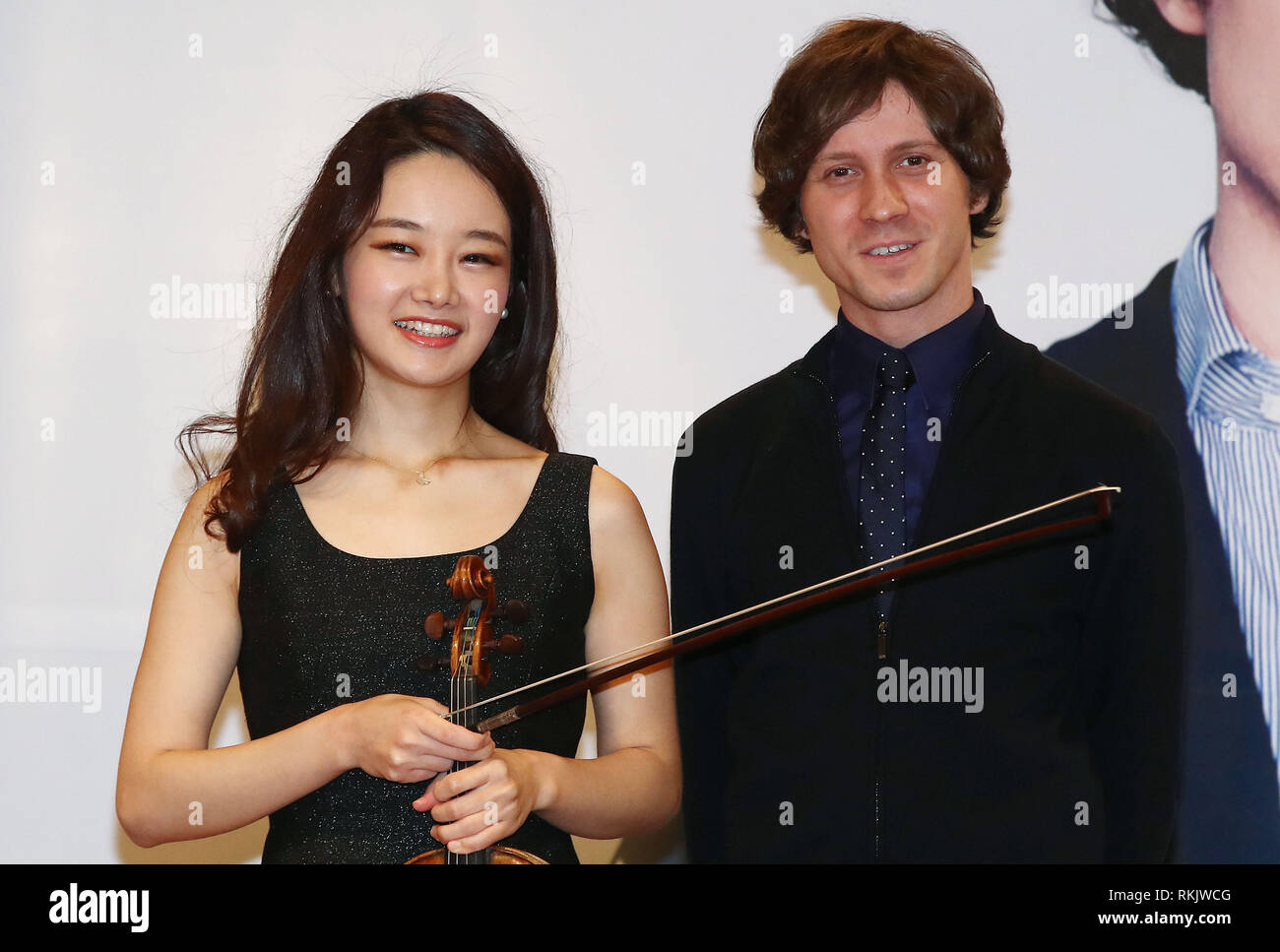 12th Feb, 2019. S. Korean violinist Kim Bomsori and Polish pianist Rafael Blechacz South Korean ...