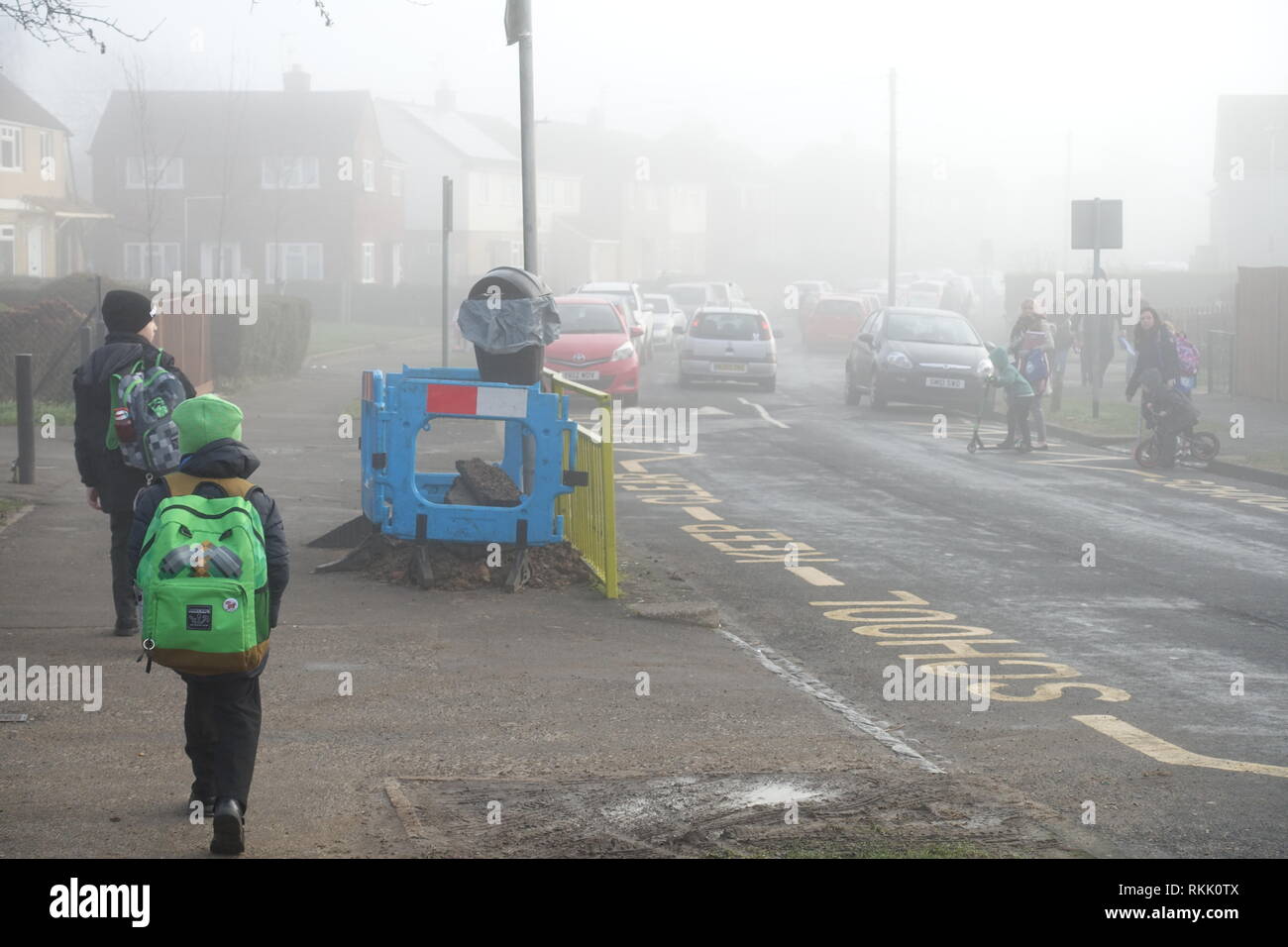 Walking to school in the mist hi-res stock photography and images - Alamy