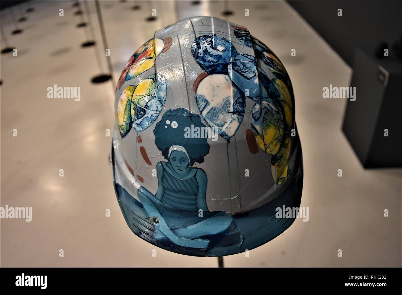 Ankara, Turkey. 17th Jan, 2019. An artwork helmet is displayed during ...