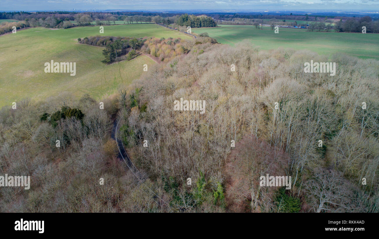 Rolling Kent countryside seen from the air near Wrotham and Maidstone ...