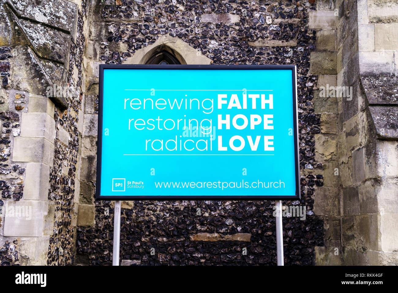 Faith hope and love sign outside of a church Stock Photo - Alamy