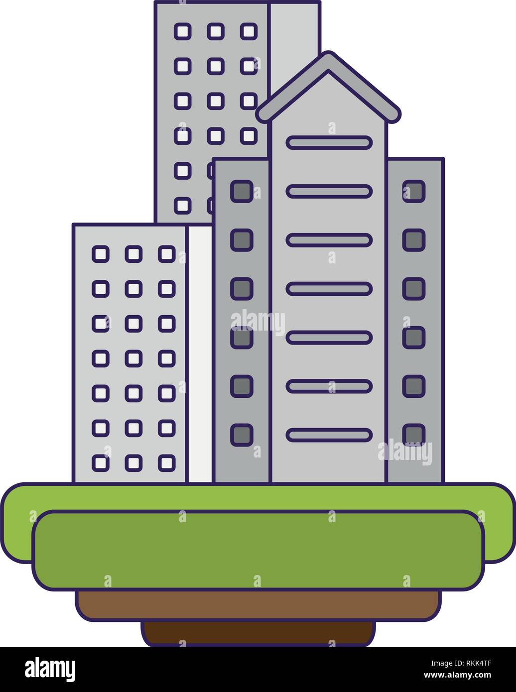 Apartment building in nature cartoon blue lines Stock Vector Image ...