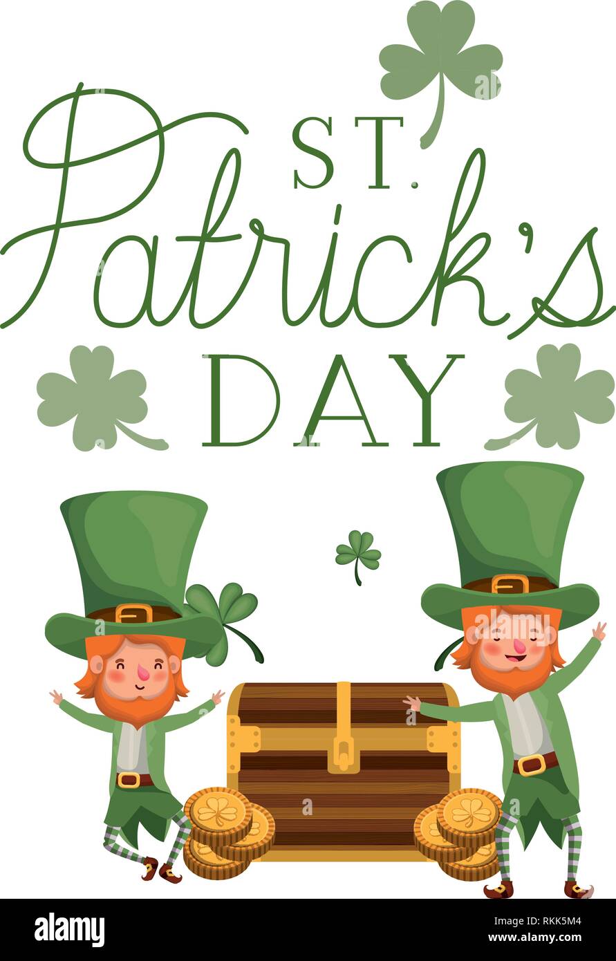st patricks day label with leprechauns character Stock Vector Image ...