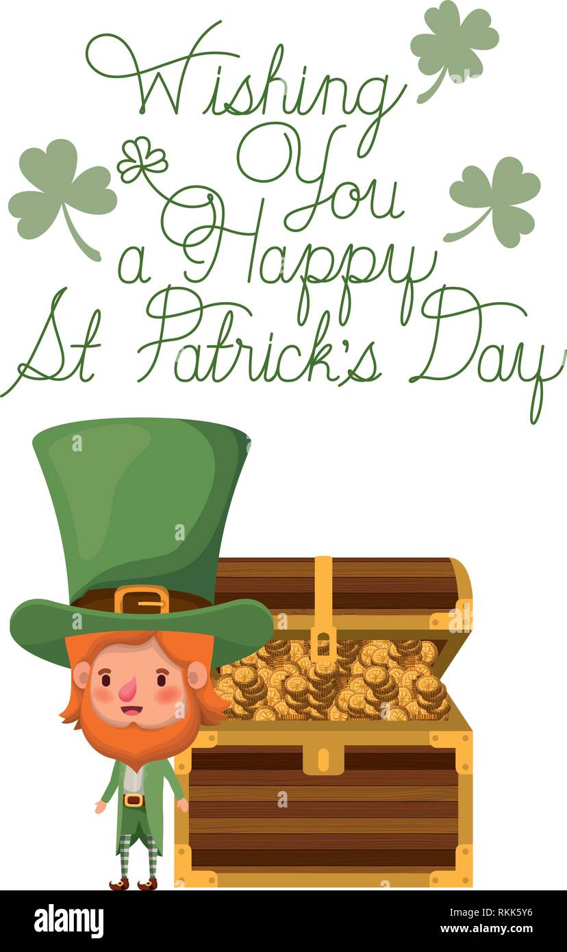 wishing you a happy st patricks day label with leprechaun character ...