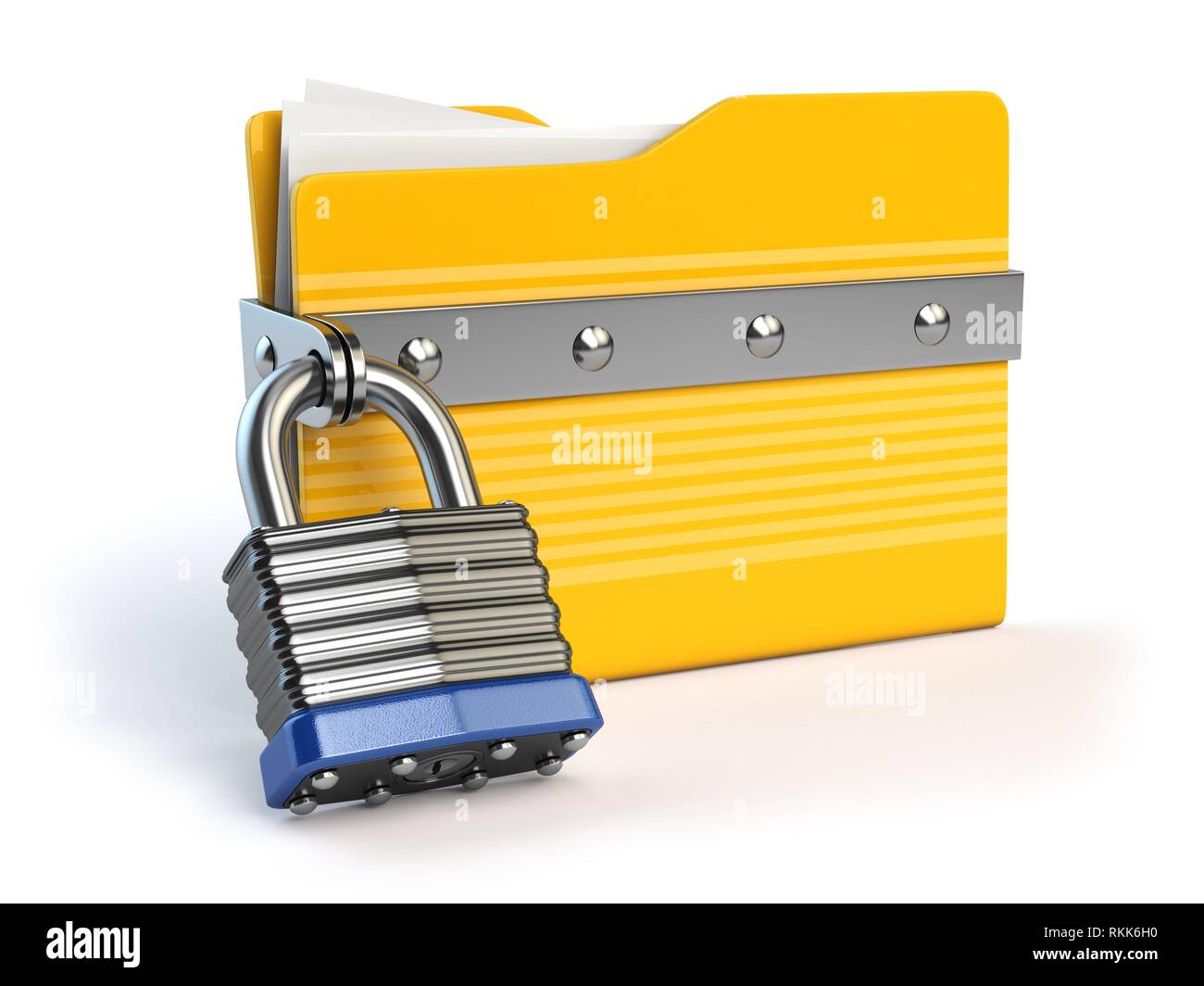 Yellow folder and lock. Data and privacy security concept. Information ...
