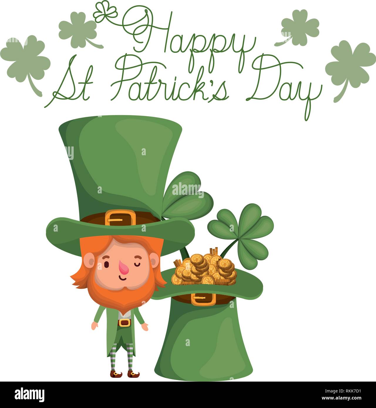 happy st patricks day label with leprechaun character Stock Vector ...