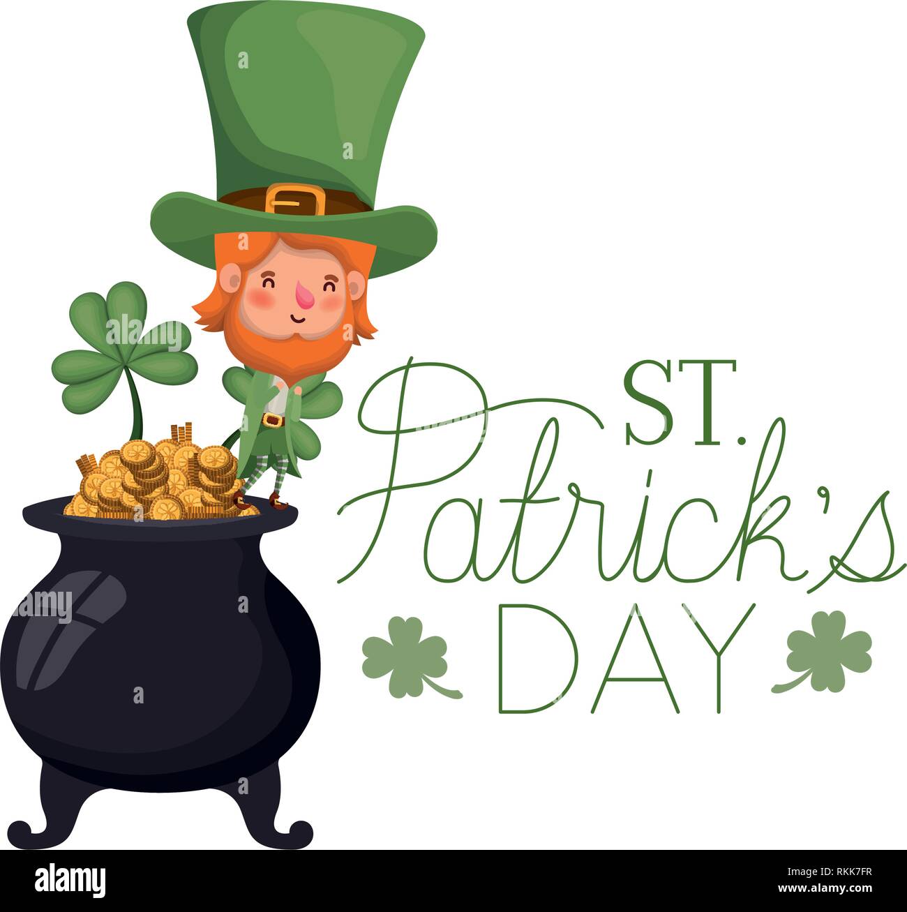 st patricks day label with leprechaun character Stock Vector Image ...