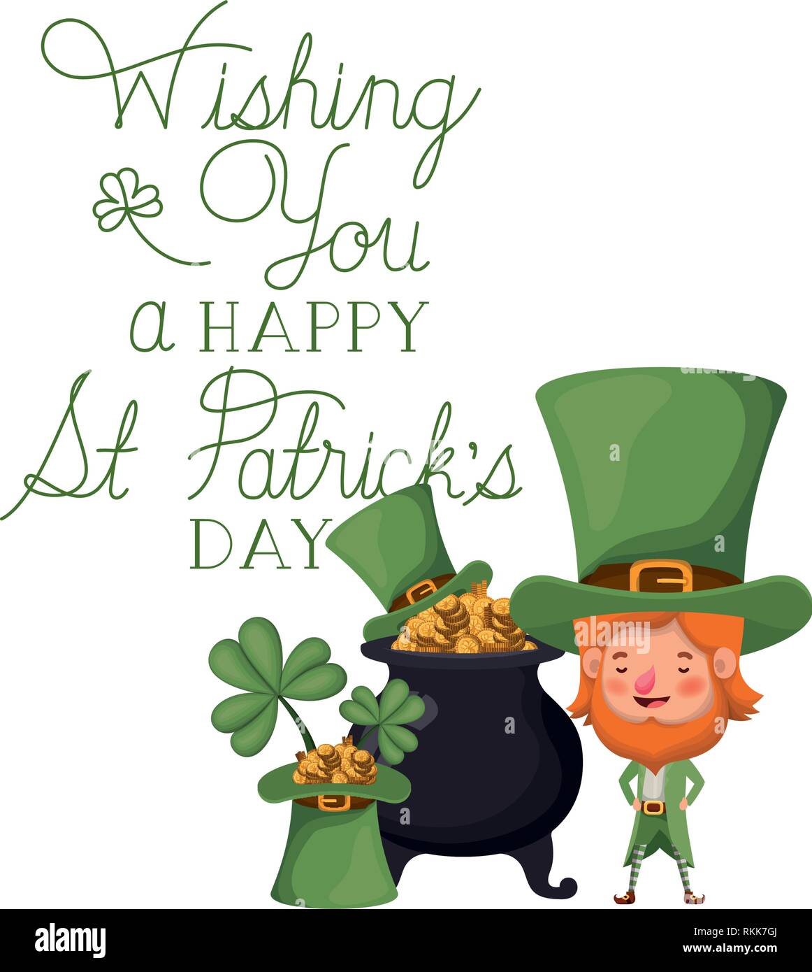 wishing you a happy st patricks day label with leprechaun character ...
