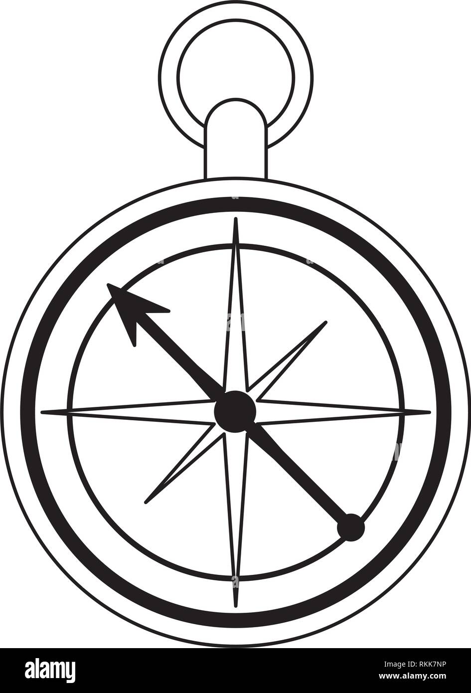 navigation compass symbol isolated black and white Stock Vector Image ...