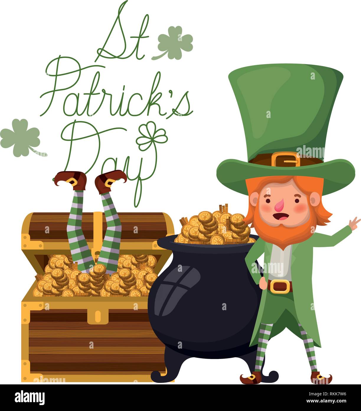 st patricks day label with leprechaun character Stock Vector Image ...