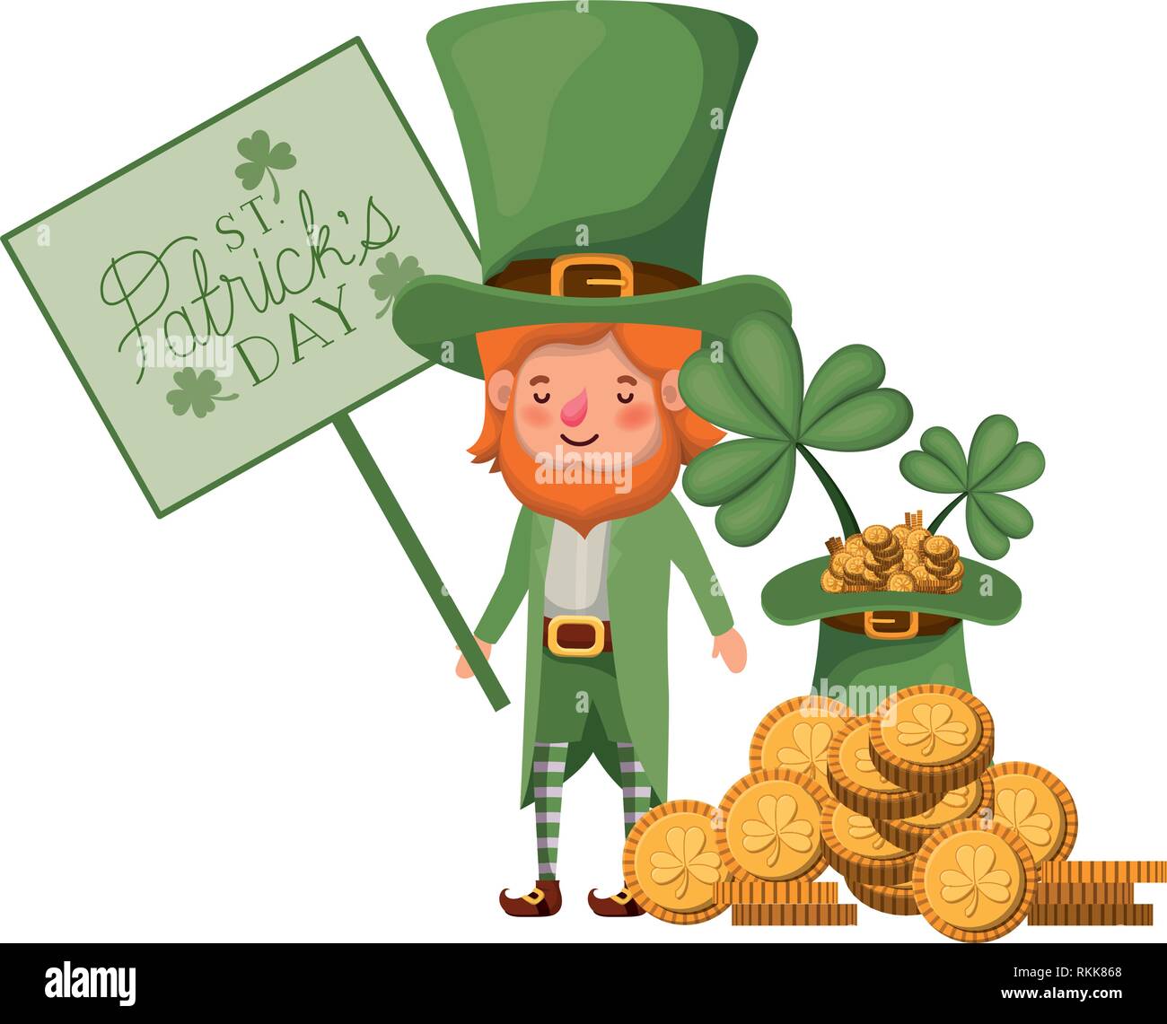 st patricks day label with leprechaun character Stock Vector Image ...