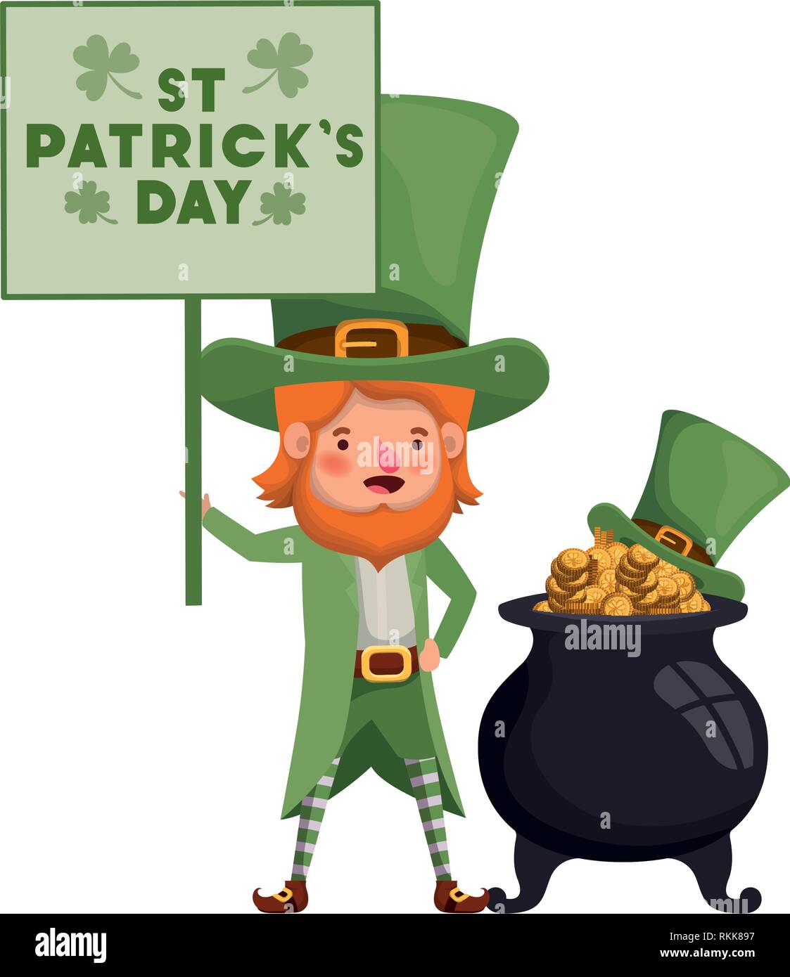 st patricks day label with leprechaun character Stock Vector Image ...