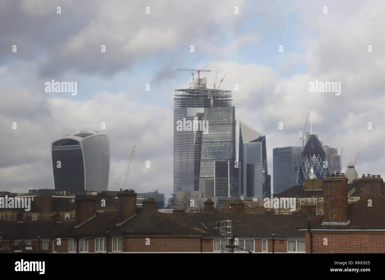 City of London skyline with 22 Bishopsgate under construction London UK ...