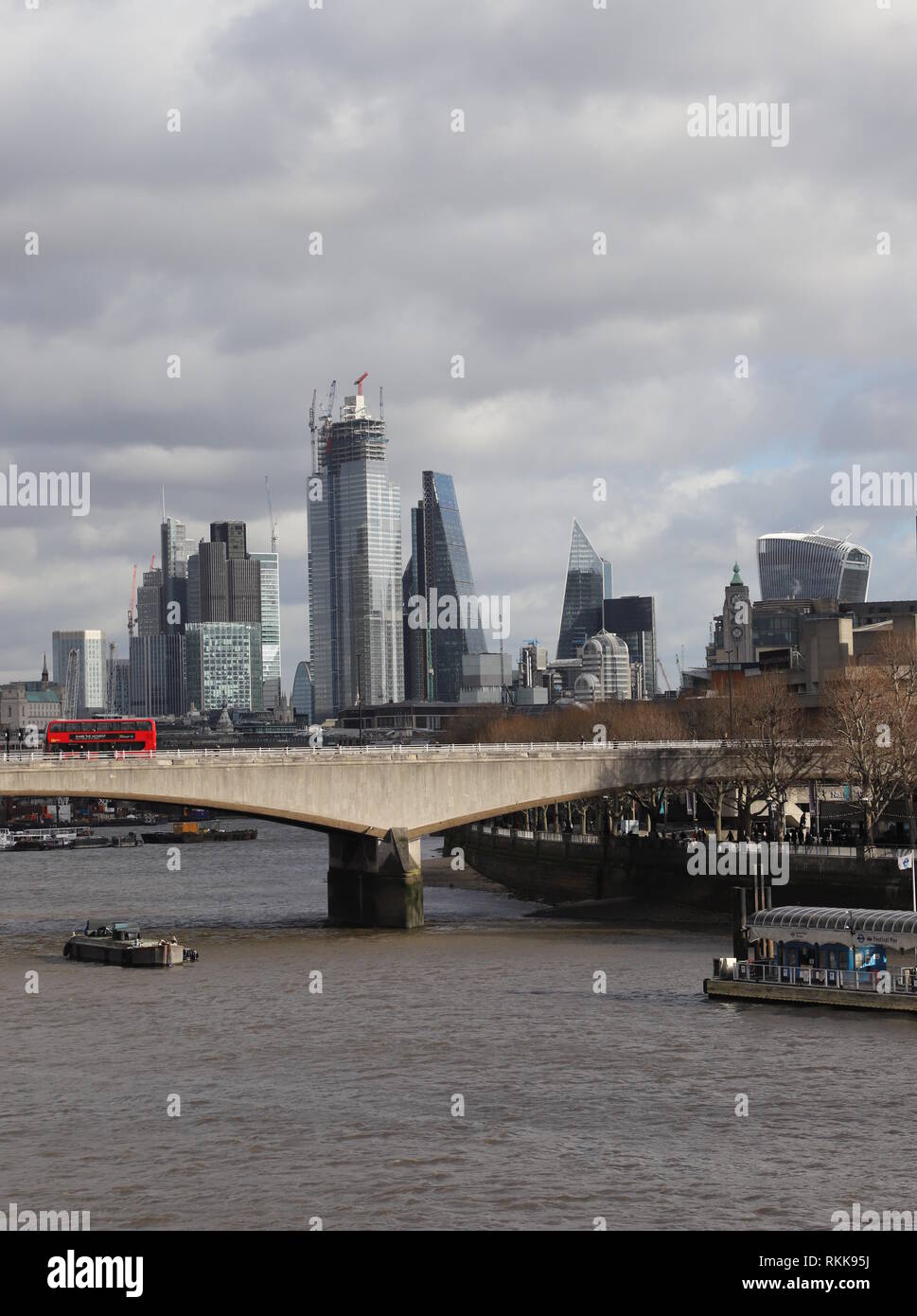 City of London skyline with 22 Bishopsgate under construction London UK ...