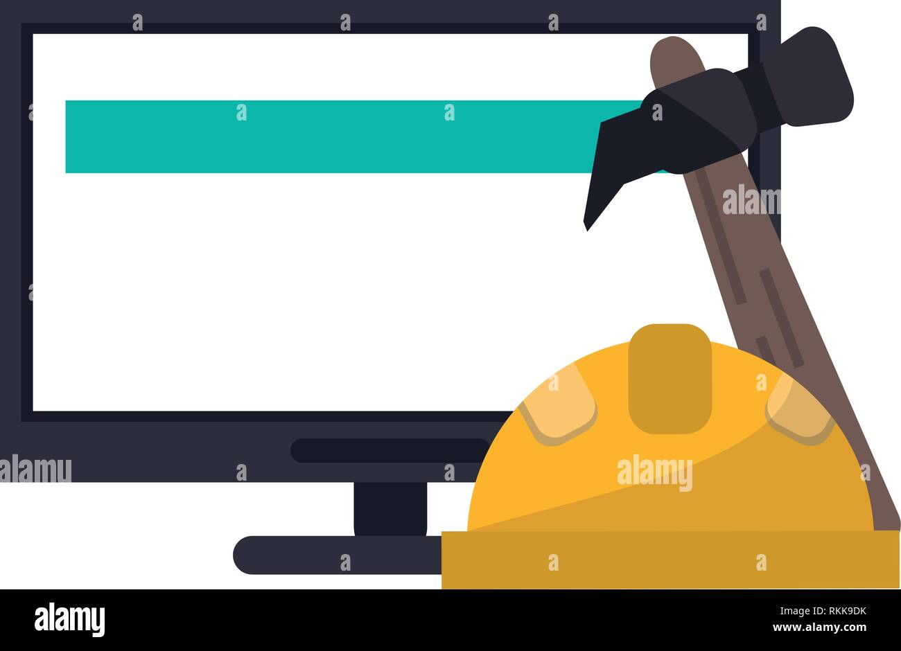 computer with construction hat and hammer Stock Vector Image & Art - Alamy