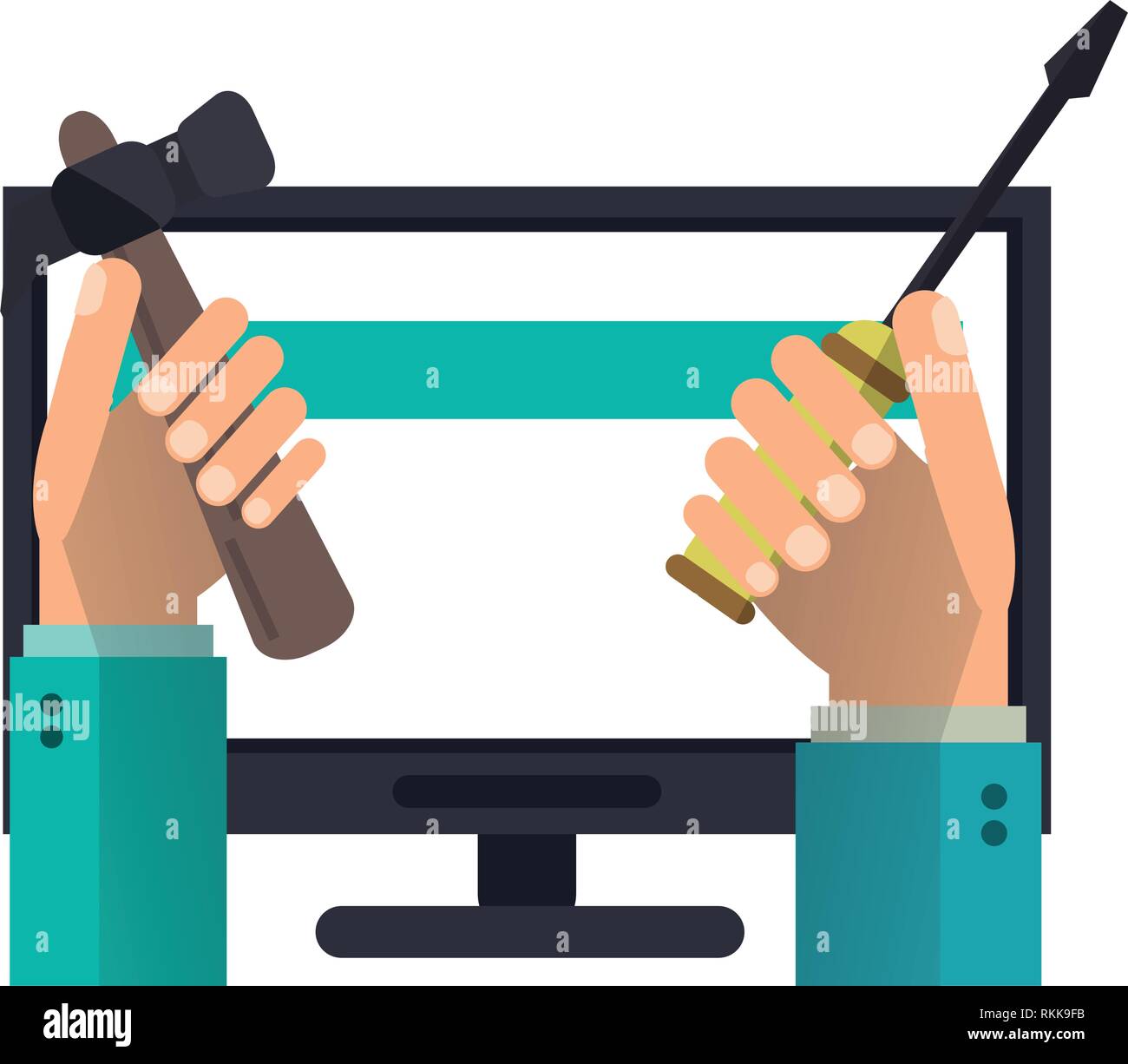 computer techinical support hands with tools Stock Vector Image & Art ...