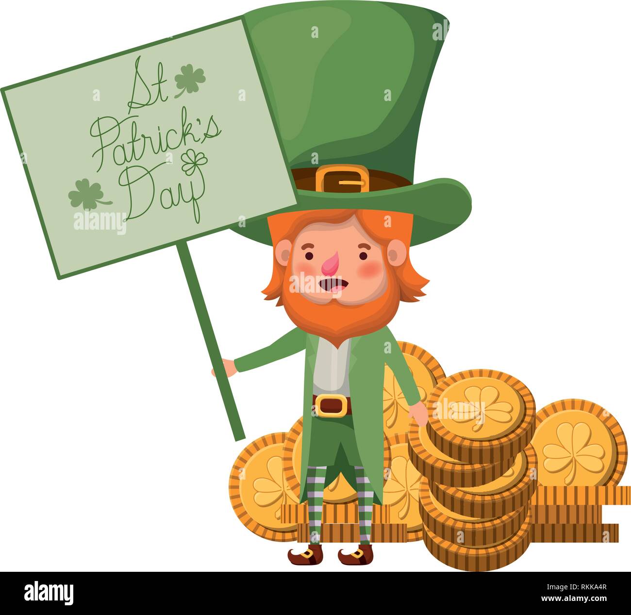 st patricks day label with leprechaun character Stock Vector Image ...