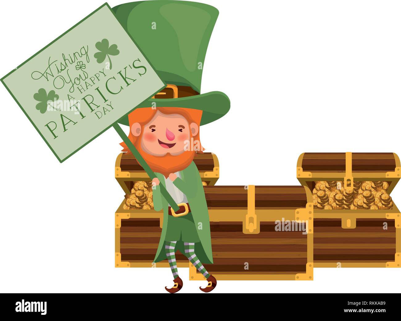 wishing you a happy st patricks day label with leprechaun character ...