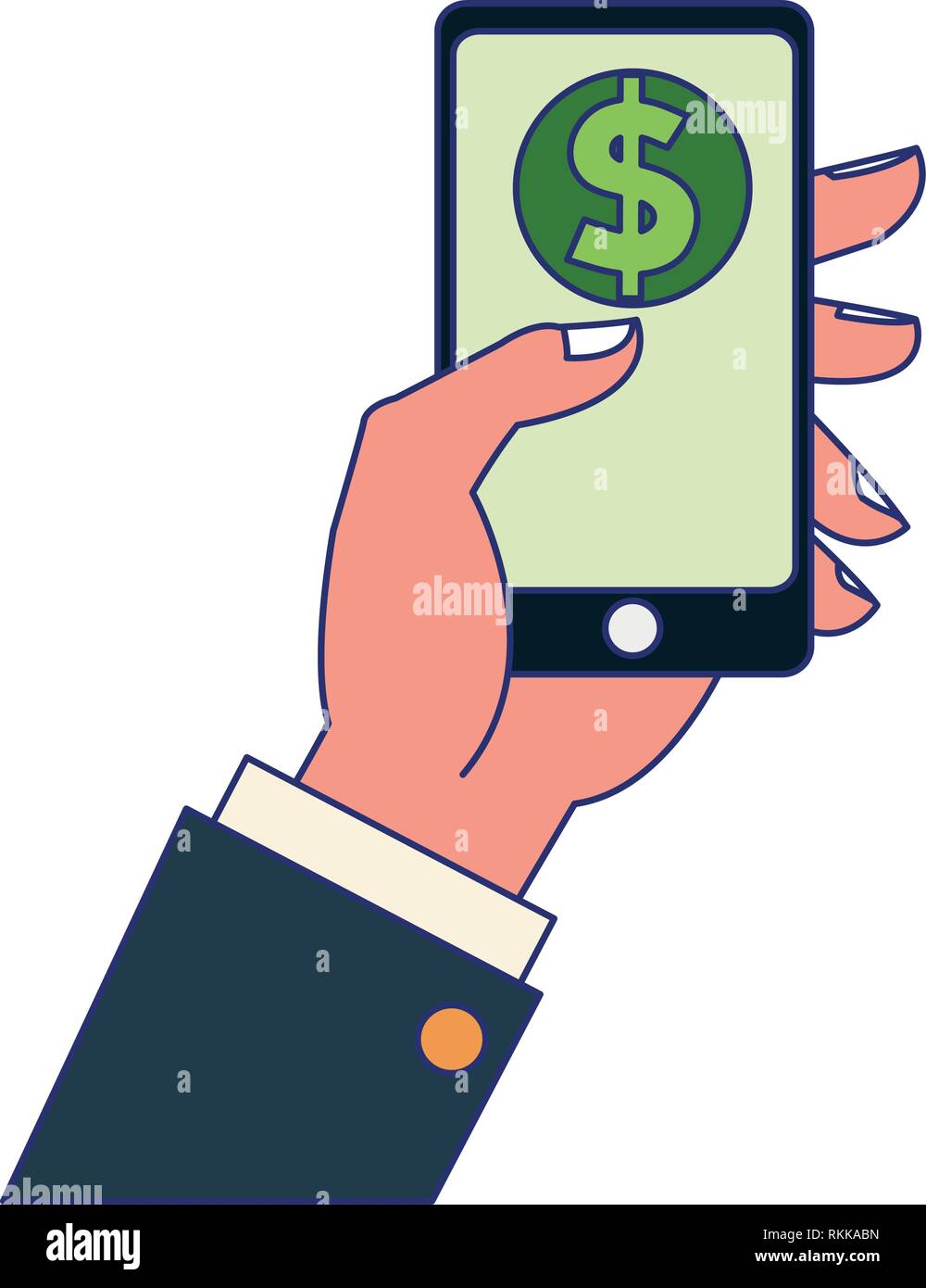 online money payment with smartphone blue lines Stock Vector Image ...