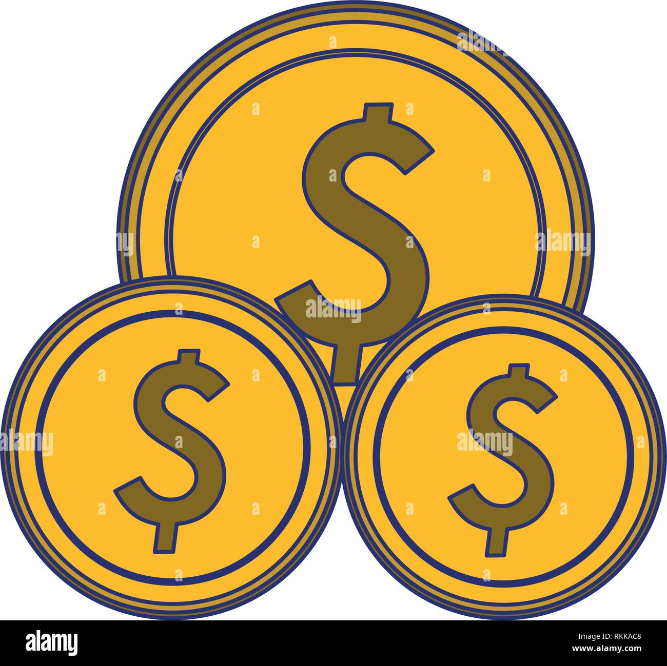 money coins isolated symbol blue lines Stock Vector Image & Art - Alamy