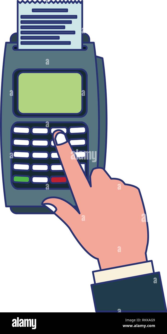 credit card reader electronic payment blue lines Stock Vector Image ...