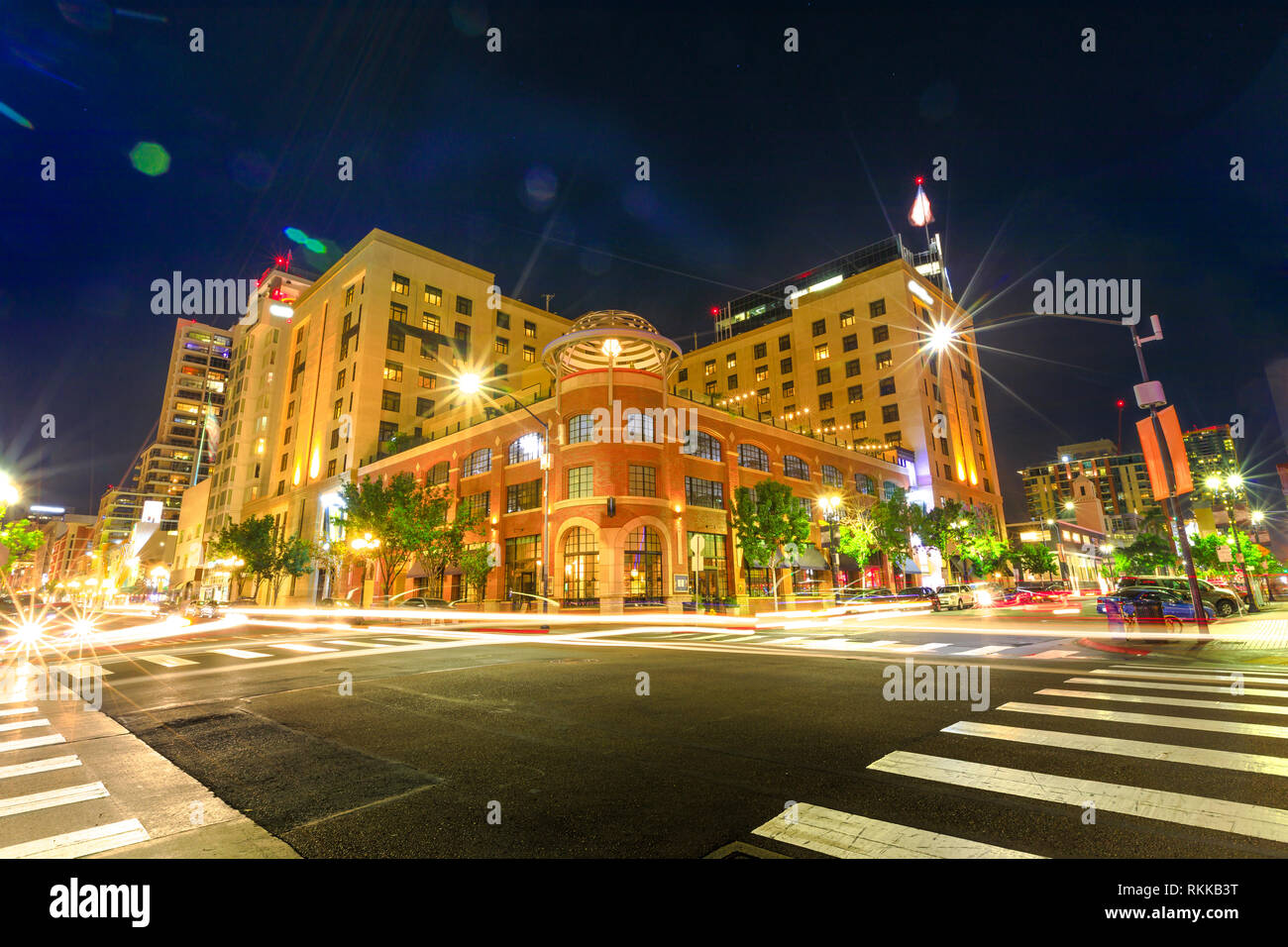 Historical building corner on Fifth Avenue, the main street of the ...